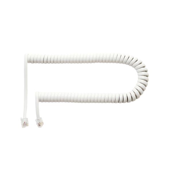 ミヨシ　DC-J403L／WH　4極4芯　受話器用カールコード　片側ロングタイプ　0.3m　ホワイト 500