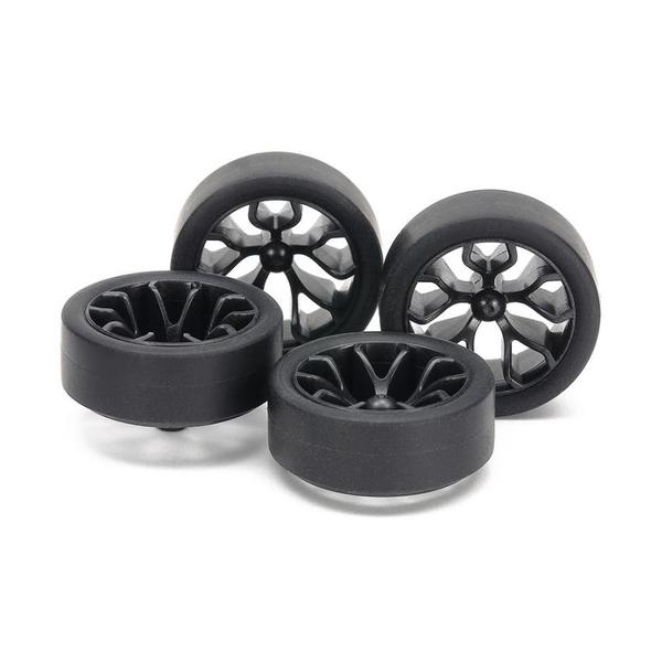 タミヤ　ミニ四駆グレードアップパーツ　No．542　スーパーハード小径ローハイトタイヤ　（26mm）　＆　カーボン強化ホイール　（Yスポーク）　15542 885