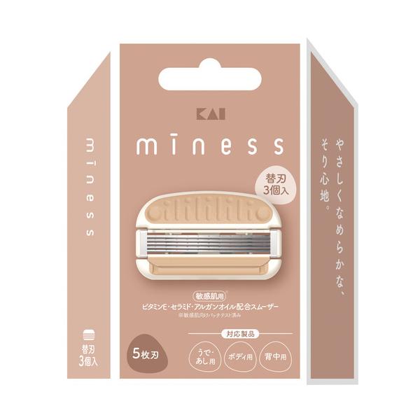 貝印　000GA0131　miness　替刃３個入（ボディ用、背中用、うで・あし用共通）　（５枚刃） 878