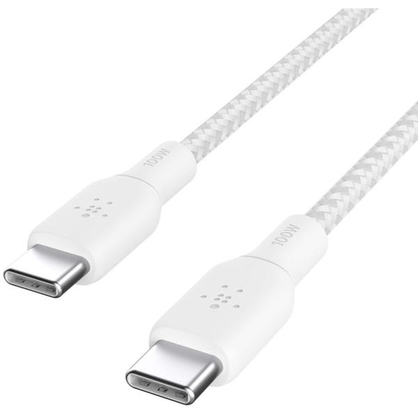 Belkin　ベルキン　USB-CtoCシリコンやわらか超高耐久2重編込ケーブル2mホワイト　CAB014BT2MWH 500
