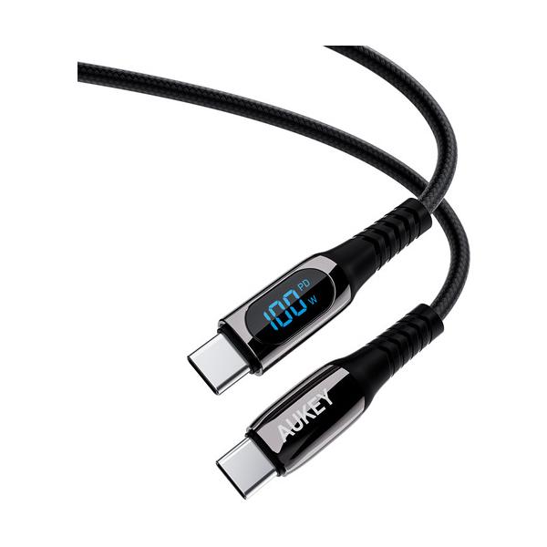 AUKEY　CB-CC13-BK　ケーブル　Impulse　series　Digital　Display　[Type-C　to　Type-C]　1m　ブラック　CBCC13BK 500