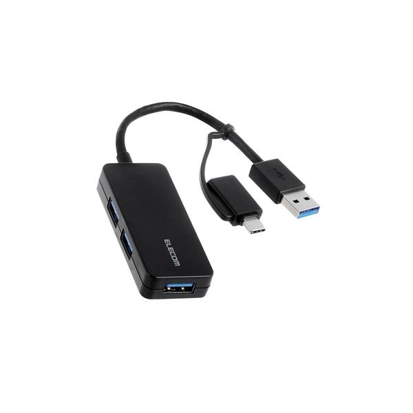 エレコム　U3H-CAK3005BBK　USB　Type-C変換アダプター付き　USB　5Gbps超コンパクトハブ　バスパワー　Windows　Mac他対応　ブラック 131