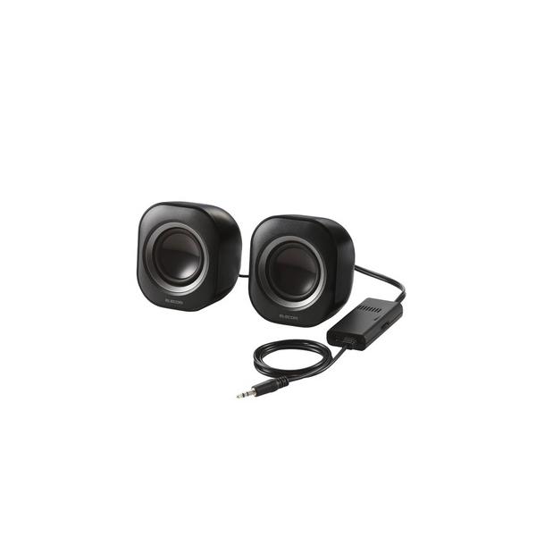 エレコム　MS-P08A2BK　PC　スピーカー　有線　音声Φ3.5mm　電源ACアダプター　小型　ステレオ　アンプ内蔵　ブラック 131