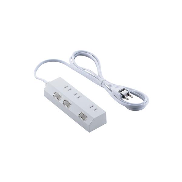 エレコム　T-IS01M-2320WH　3個口電源タップ　マグネット付　雷ガード　個別スイッチ　コード2m　ホワイト 131