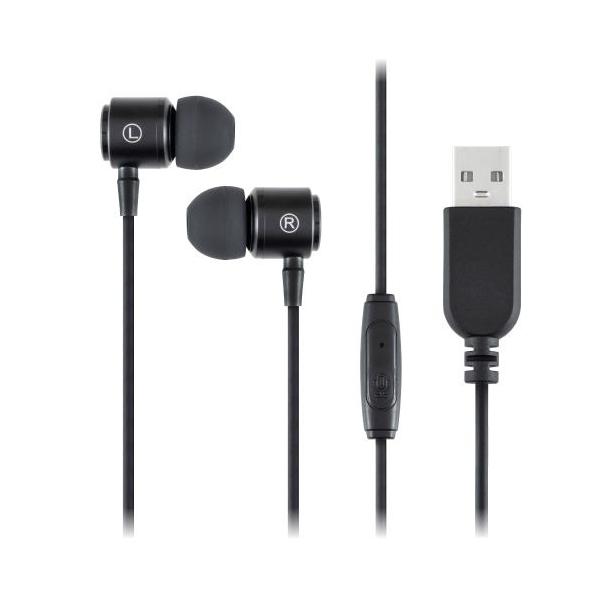 ナカバヤシ　UHP-08BK　PC用マイク付きイヤホン　軽量モデル　カナル式　Windows　Mac　ChromeOS対応　ブラック 131