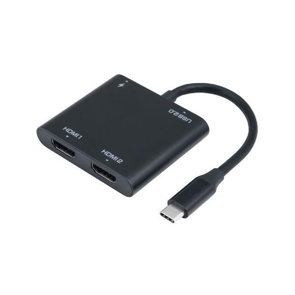 ナカバヤシ　USA-CHD6BK　映像変換アダプタ　Type-C-HDMIx2　USB-A・USB-Cポートx1　4K　USB　PD100W　Win　Mac対応　ブラック 131