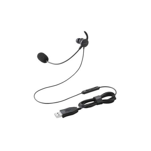 エレコム　HS-EP21MUBK　片耳カナル型有線ヘッドセット　USB　接続　マイク付き　ミュート機能　Windows　Mac対応　ブラック 131