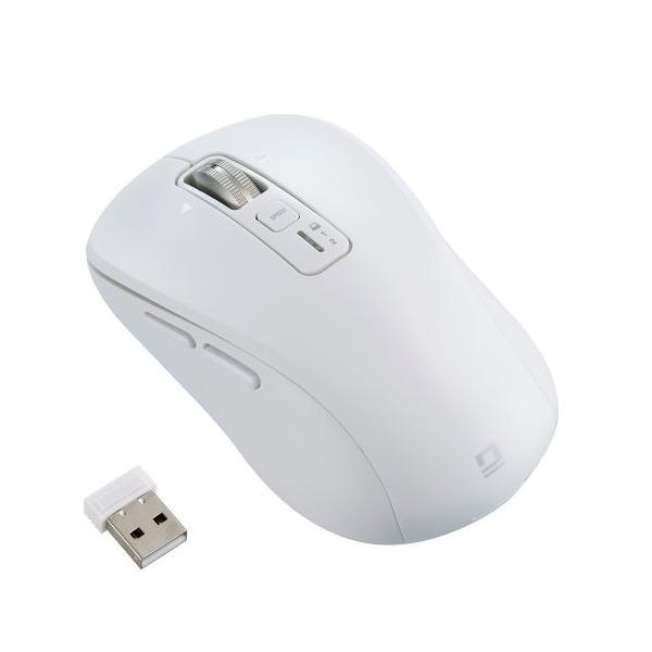 ナカバヤシ　MUS-DKF242W　デュアル静音　5ボタン　BLUE　LED　マウス　Mサイズ　Bluetooth・USB無線接続　Windows　mac対応　ホワイト 131