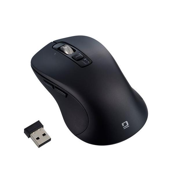 ナカバヤシ　MUS-DKF243BK　デュアル静音　5ボタン　BLUE　LED　マウス　Lサイズ　Bluetooth・USB無線接続　Windows　mac対応　ブラック 131