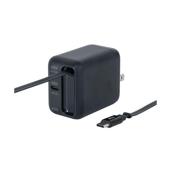 ナカバヤシ　JYU-ACR0145BK　AC充電器　PD45W　巻取Type-Cケーブル内蔵　ブラック 131