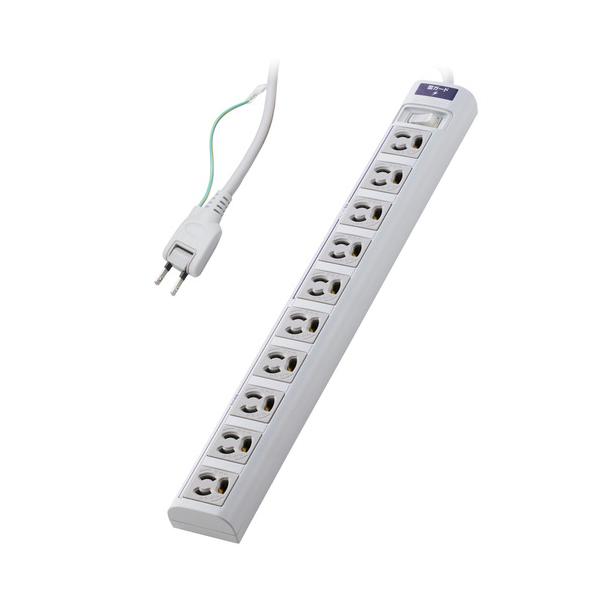 エレコム　T-T05-31050LGRS　電源タップ　3ピン　10個口　5m　マグネット　雷ガード　コード側5口一括スイッチ　ライトグレー 131