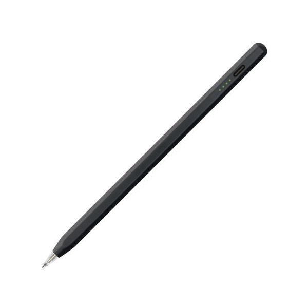 ナカバヤシ　TPEN-006BK　iPad専用充電式タッチペン　金属製ペン先タイプ　極細1ミリ　自動電源OFF　傾き検知　ブラック 131