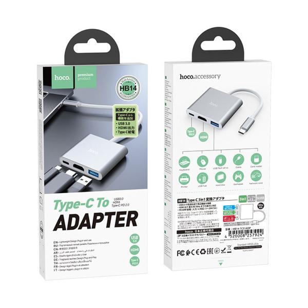 JTT　HB14TC31ADP　HB14　Type-C　3　in　1　変換アダプタ　hoko　ケーブル長13cm　ホワイト 126