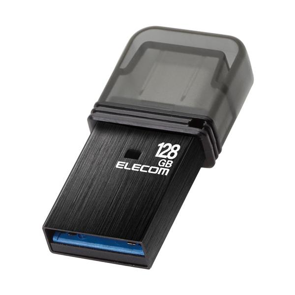 エレコム　MF-CAU32128GBK　USBメモリ　USB3.2(Gen1)　Type-C　キャップ式　128GB　ブラック 124