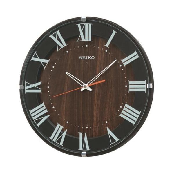 セイコークロック　KX397B　スタンダード　電波掛時計　濃茶塗装　ステップセコンド　おやすみ秒針機能付 820