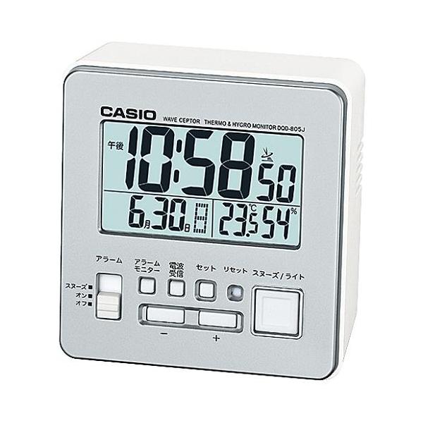 カシオ　DQD-805J-8JF　置時計　シルバー　スヌーズ機能　温度・湿度計付　デジタル電波モデル 820