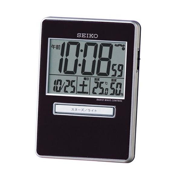 セイコークロック　SQ699K　トラベラ　電波トラベルクロック　デジタル表示　温度湿度表示　アラーム(4段階)　置用スタンド付 820