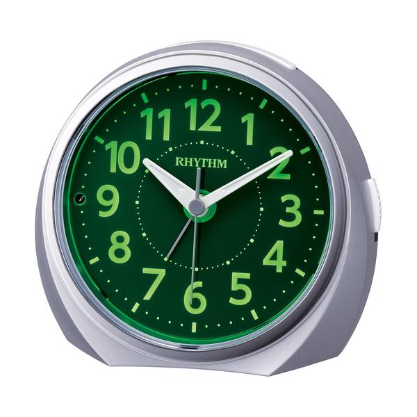 リズム　8RE666SR19　目覚し時計　RHYTHM　シルバー 820