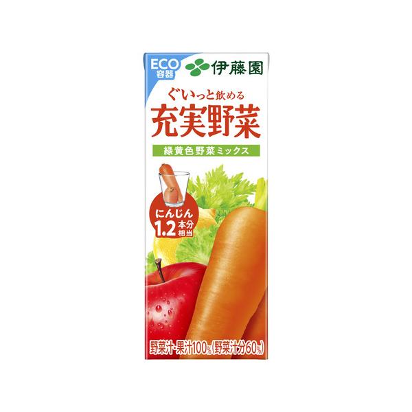 伊藤園　紙充実野菜緑黄色野菜ミックス　200ml　x12【セット販売】 862