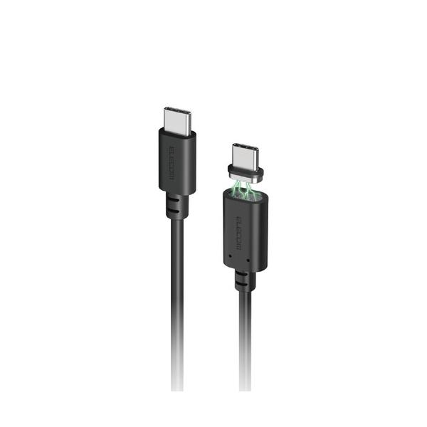 エレコム　MPA-CCMA10BK　マグネット　充電ケーブル　USB-C　60W　PD対応　着脱式コネクタ　ブレーカー内蔵　1m　ブラック 500
