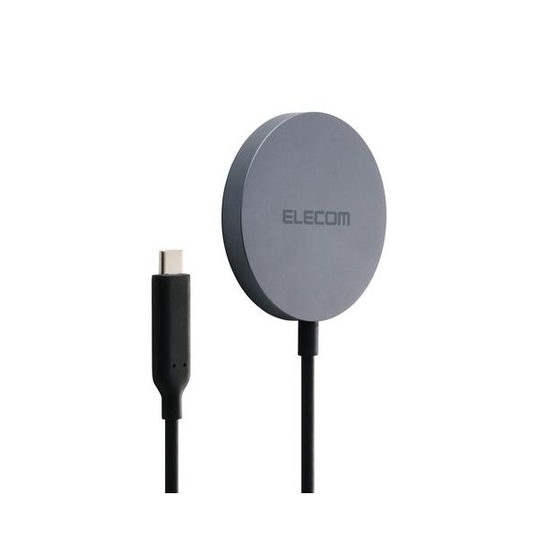 エレコム　W-MA12BK　ワイヤレス充電器　Qi2　25W　卓上パッド　マグネット式　高速充電　Qi2対応スマホ用　Type-C一体型1m　ブラック 500