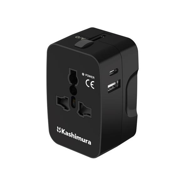 カシムラ　WP-115M　海外用変換プラグ　A／C／O／BFタイプ　USBA+C　2.4A 500