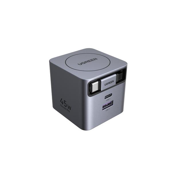 UGREEN　65821　45W　GaN巻き取り式ケーブル付き急速充電器　Type-Cポート×1　Type-Aポート×1　Type-Cケーブル×1 500