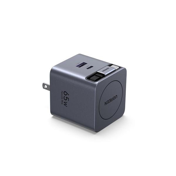 UGREEN　65824　65W　GaN巻き取り式ケーブル付き急速充電器　Type-Cポート×1　Type-Aポート×1　USB　Type-Cケーブル×1 500