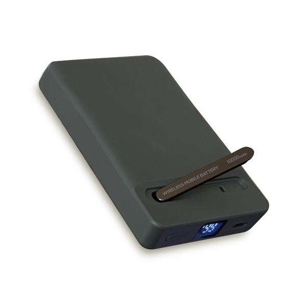 OSMA　SSLC2W100-CCDG　準個体電池ワイヤレスモバイルバッテリー　2ポート　USB　PD対応　10000mAh　ダークグレー 500