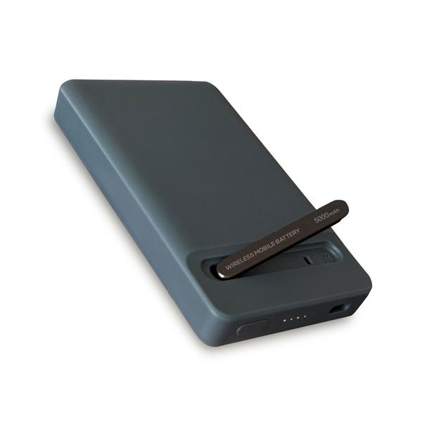 OSMA　SSLC2W50-CCDG　準個体電池ワイヤレスモバイルバッテリー　2ポート　USB　PD対応　5000mAh　ダークグレー 500