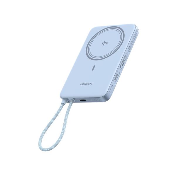 UGREEN　65839　UGREEN　MagFlow　Air　ワイヤレスモバイルバッテリー　15W　高密度リチウムイオンセル採用　10000mAh　Qi2対応　ライトブルー 500