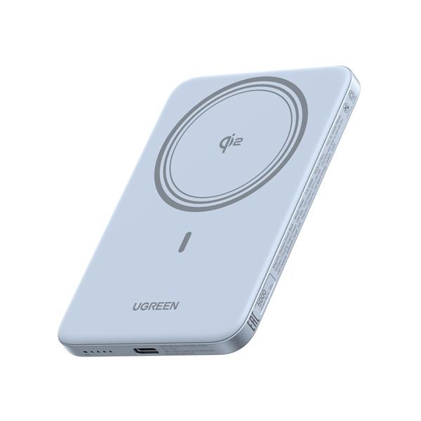 UGREEN　65840　UGREEN　MagFlow　Air　ワイヤレスモバイルバッテリー　15W　高密度リチウムイオンセル採用　5000mAh　Qi2対応　ライトブルー 500