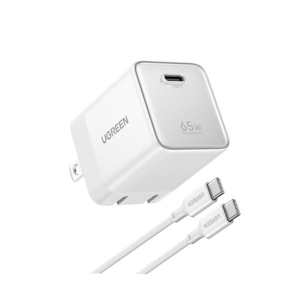 UGREEN　65783　UGREEN　Nexode　Air　急速充電器　65W　1ポート　GaNチップ採用　USB-Cケーブル付　シルバーホワイト 500