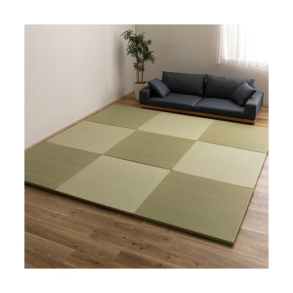 萩原　【6枚組】ハイブリッド置き畳　綾瀬　約82×82×2.5cm　グリーン 449
