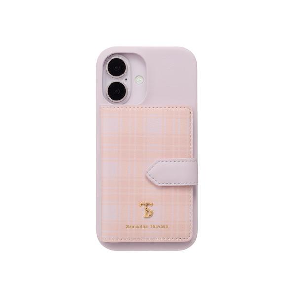 Samantha　Thavasa　STLPKWPCWIP2461　Wrap　Case　with　Plaid　Magsafe　Card　Wallet　for　iPhone16　Lavender　Pink 500