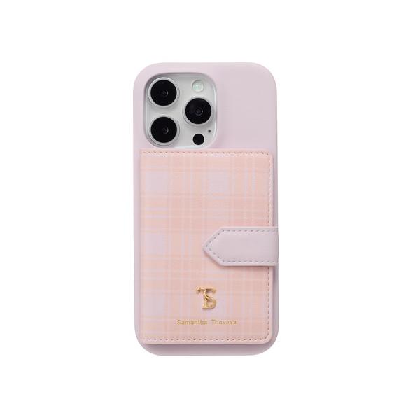 Samantha　Thavasa　STLPKWPCWIP2463P　Wrap　Case　with　Plaid　Magsafe　Card　Wallet　for　iPhone16　Pro　Lavender　Pink 500