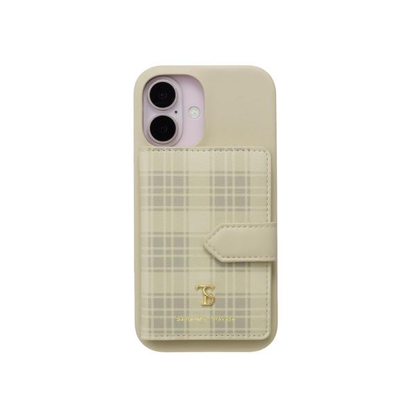 Samantha　Thavasa　STBIGWPCWIP2461　Wrap　Case　with　Plaid　Magsafe　Card　Wallet　for　iPhone16　Beige 500