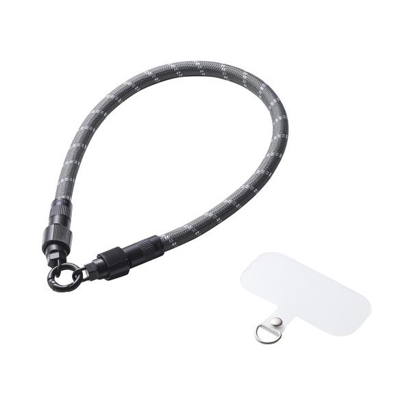エレコム　P-STHH1CC08BK2　スマホ　ハンドストラップ　USB　Type-C　to　C　30cm　手首　／　腕掛け　ブラックストライプ 500