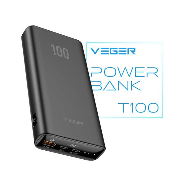 VEGER　UQ-T100　モバイルバッテリー20000mAh　最大100W出力　USB　PD・Quick　Charge対応　3ポート　ブラック 500