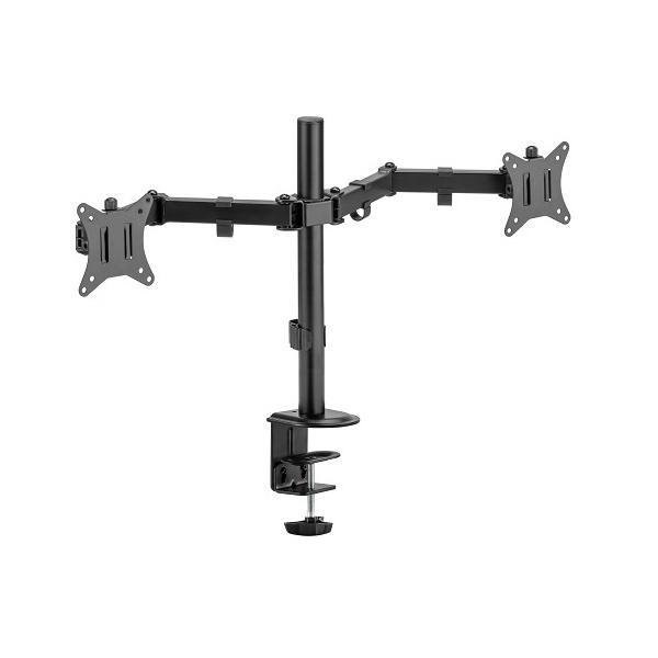 グリーンハウス　GH-AMEN2H-BK　モニターアーム　17〜32インチ対応　2画面　クランプ式・グロメット式　ブラック 112