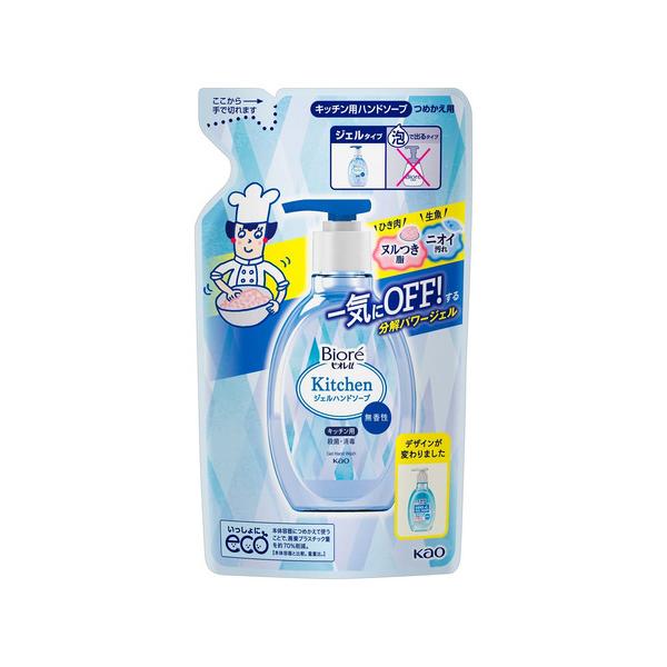 花王　ビオレｕ　キッチン　ハンドジェルソープ　無香料　つめかえ用　200ml　【日用消耗品】 861