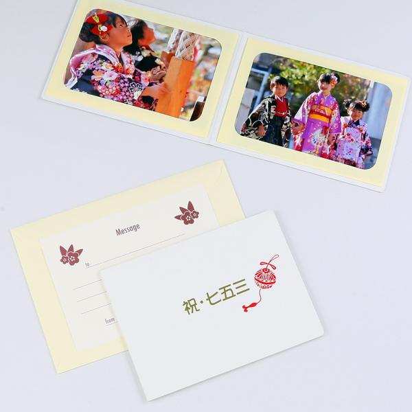 【基本仕様】2Lサイズ収納、2ツ折2面（ヨコ・ヨコ） 【材質】表紙：紙（タント紙/100kg両面合紙）ポケット：紙（タント紙/100kg）メッセージカード：紙（マーメイド紙/115kg））封筒：紙（ボス紙/110kg） 【台紙厚さ】（折りた...