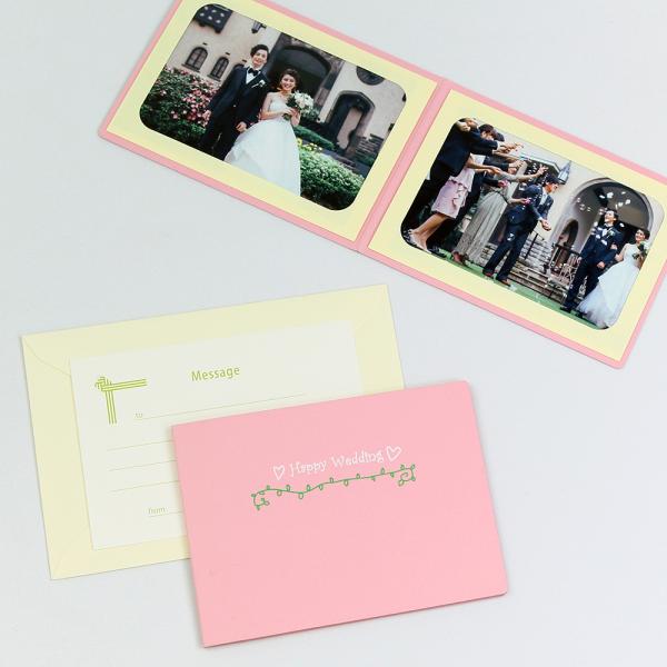 【基本仕様】Lサイズ収納、2ツ折2面（ヨコ・ヨコ） 【材質】表紙：紙（タント紙/100kg両面合紙）ポケット：紙（タント紙/100kg）メッセージカード：紙（マーメイド紙/115kg））封筒：紙（ボス紙/110kg） 【台紙厚さ】（折りたた...