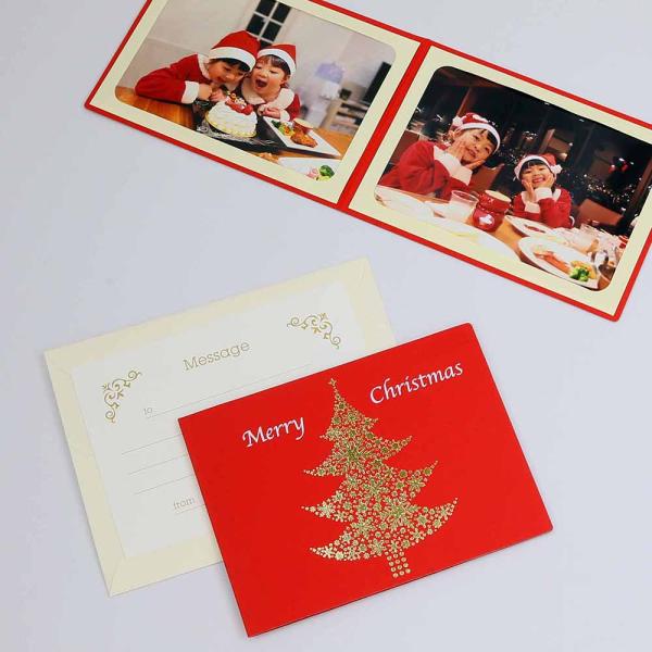 【基本仕様】2Lサイズ収納、2ツ折2面（ヨコ・ヨコ） 【材質】表紙：紙（タント紙/100kg両面合紙）ポケット：紙（タント紙/100kg）メッセージカード：紙（マーメイド紙/115kg））封筒：紙（ボス紙/110kg） 【台紙厚さ】（折りた...