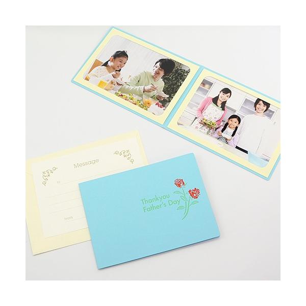 【基本仕様】Lサイズ収納、2ツ折2面（ヨコ・ヨコ） 【材質】表紙：紙（タント紙/100kg両面合紙）ポケット：紙（タント紙/100kg）メッセージカード：紙（マーメイド紙/115kg））封筒：紙（ボス紙/110kg） 【台紙厚さ】（折りたた...