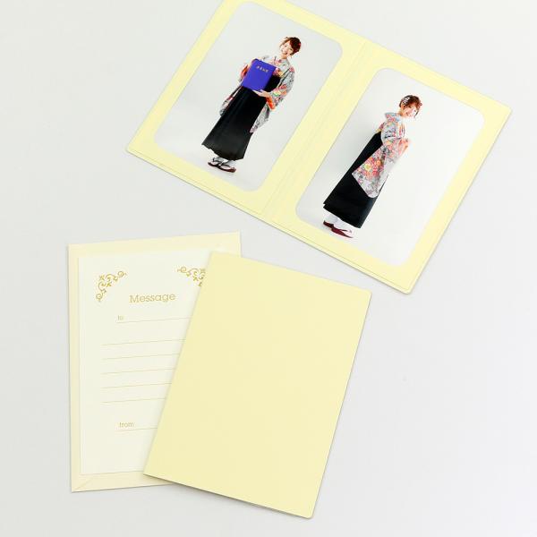 【基本仕様】はがきサイズ収納、2ツ折2面（タテ・タテ） 【材質】表紙：紙（タント紙/100kg両面合紙）ポケット：紙（タント紙/100kg）メッセージカード：紙（マーメイド紙/115kg））封筒：紙（ボス紙/110kg） 【台紙厚さ】（折り...