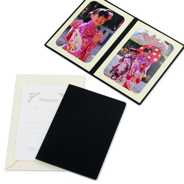 【基本仕様】2Lサイズ収納、2ツ折2面（タテ・タテ） 【材質】表紙：紙（タント紙/100kg両面合紙）ポケット：紙（タント紙/100kg）メッセージカード：紙（マーメイド紙/115kg））封筒：紙（ボス紙/110kg） 【台紙厚さ】（折りた...