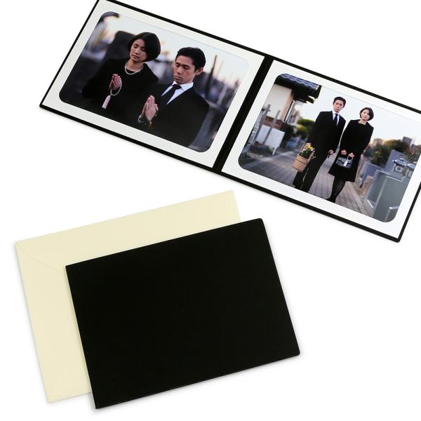 【基本仕様】2Lサイズ収納、2ツ折2面（ヨコ・ヨコ） 【材質】表紙：紙（タント紙/100kg両面合紙）ポケット：紙（タント紙/100kg）封筒：紙（ボス紙/110kg） 【台紙厚さ】（折りたたみ時）4mm 【表紙厚さ】0.8mm 【ポケット...