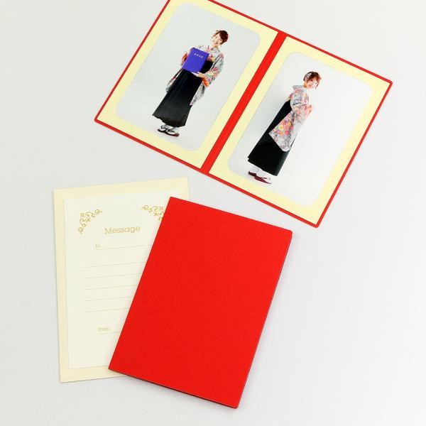 【基本仕様】はがきサイズ収納、2ツ折2面（タテ・タテ） 【材質】表紙：紙（タント紙/100kg両面合紙）ポケット：紙（タント紙/100kg）メッセージカード：紙（マーメイド紙/115kg））封筒：紙（ボス紙/110kg） 【台紙厚さ】（折り...