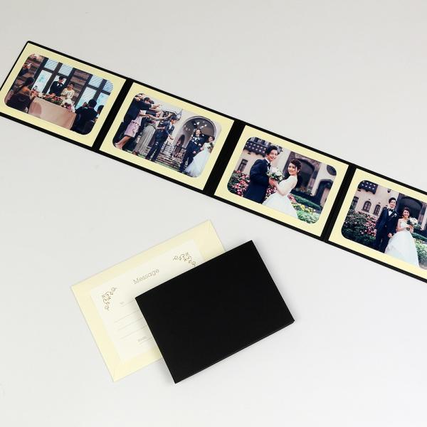 【基本仕様】Lサイズ収納、4ツ折4面（ヨコ・ヨコ・ヨコ・ヨコ） 【材質】表紙：紙（タント紙/100kg両面合紙）ポケット：紙（タント紙/100kg）メッセージカード：紙（マーメイド紙/115kg）） 封筒：紙（ボス紙/110kg） 【台紙厚...